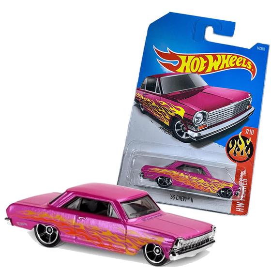 Carrinho Hotwheels 63 Chevy II Rosa HW Flames Mattel - Carrinho de ...