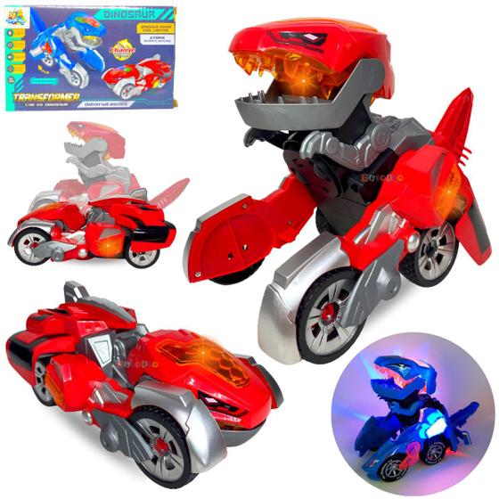 Carro Dinossauro Vira Robô Dino T-rex C/ Luz Som Bate Volta - Europio ...