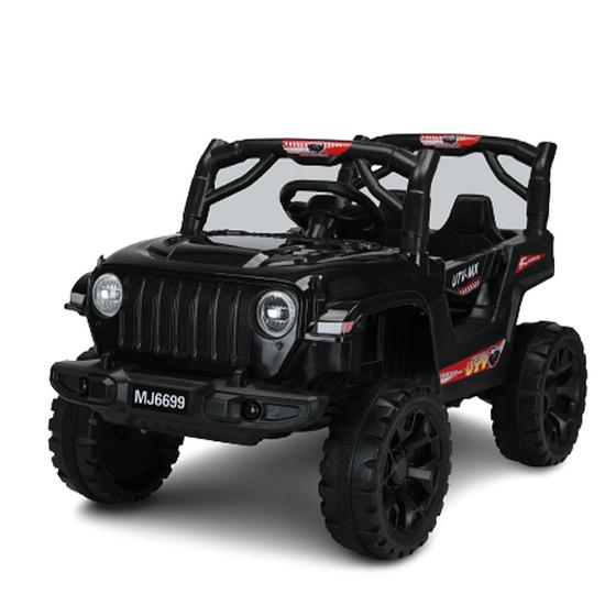 Carro Elétrico Infantil Mini Jeep 4x4 Preto Com Ré Luz Som - Bang Toys ...