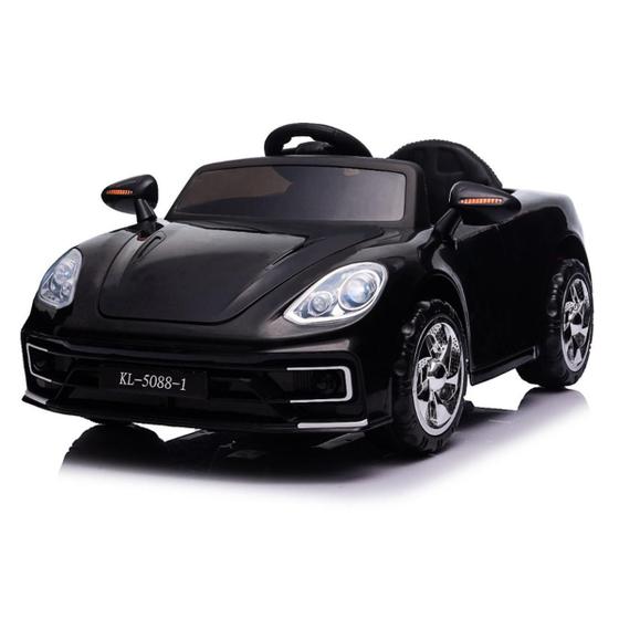 Carro Infantil Carrinho Elétrico Mini Porsche Preto 12V Luxo Motorizado ...