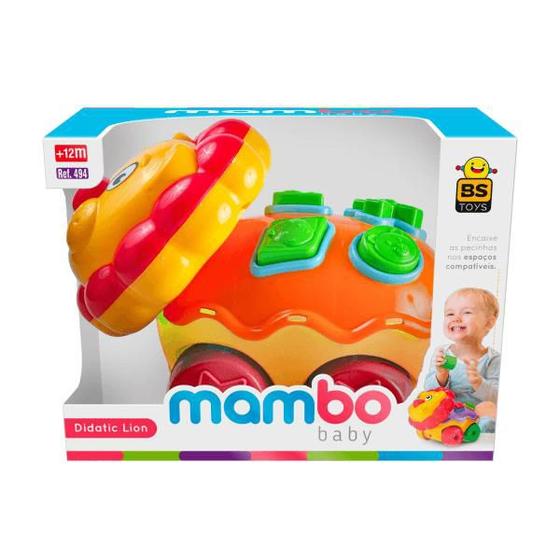 Carro Leão Didático Mambo Baby com 4 Peças Amarelo/Laranja BS Toys ...