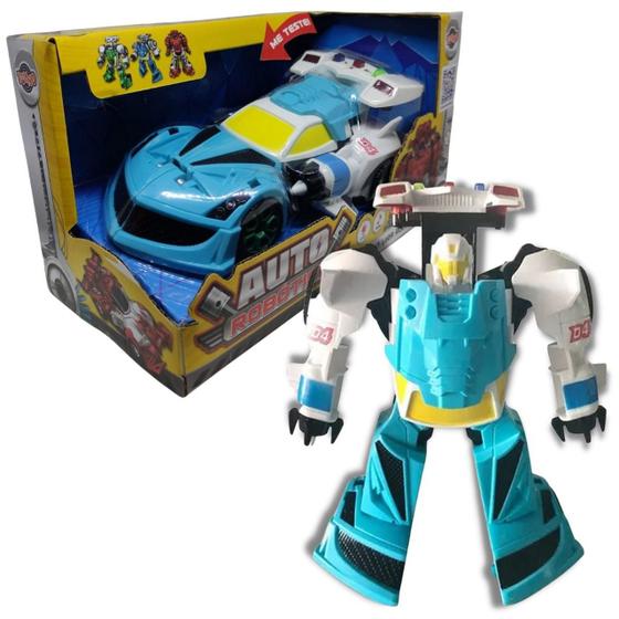 Carro que Vira Robô - Boneco Azul Luz e Som - Auto Robótico - Toyng ...