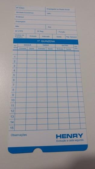 CARTAO DE PONTO VEGA/CEU/C902/TRIX/BIASCH 500 unidades - HENRY - Gestão de Acesso Comercial ...