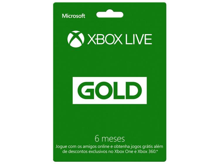 Cartao Microsoft Xbox Live Gold 6 meses Cartao Presente Magazine Luiza