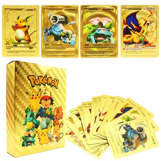 Cartas de Pokémon Ouro Gold, Prata e Preto 55 Cartinhas Sem Repetir ...