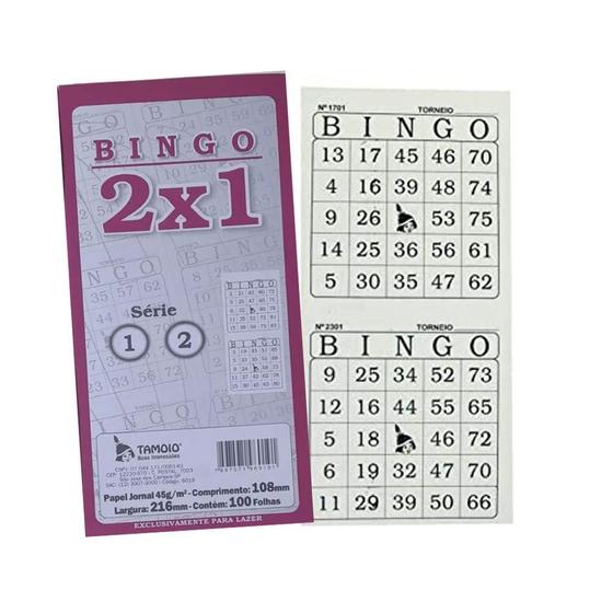 Cartela de Bingo Tamoio 2x1 (duplo) 12 blocos com 100 folhas - Cartela ...