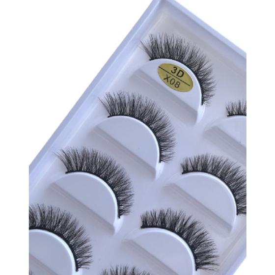 Cartela de Cílios Postiços 5 pares X08 - Lully Makeup - Cílios Postiços ...