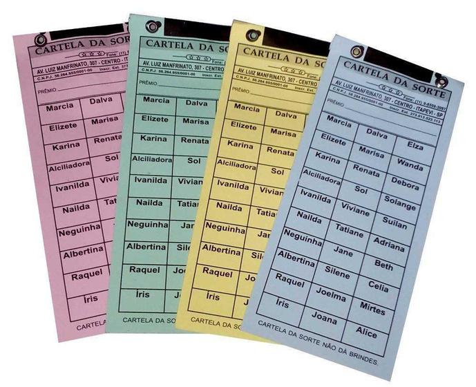 Cartela de rifa cartela da sorte pc 50 un - Rifa - Magazine Luiza