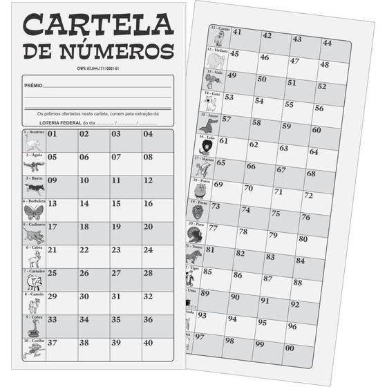 Cartela de Rifa Numeros 1 AO 100 PCT.C/50 CART - Taiwan Collection - Rifa - Magazine Luiza