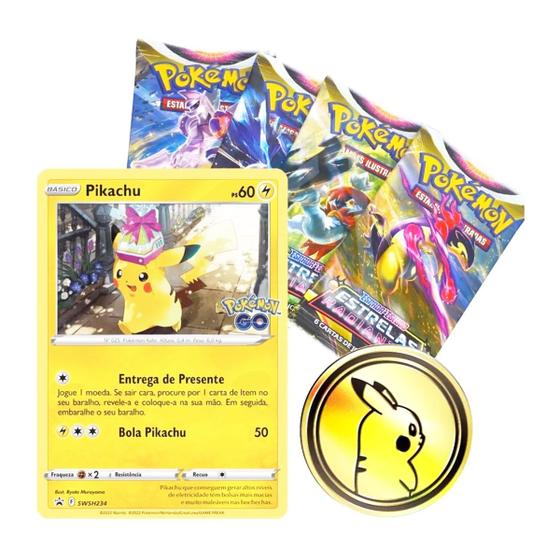 Cartinha Pokémon GO Blister Quadruplo Com Moeda Pikachu - Copag - Deck ...