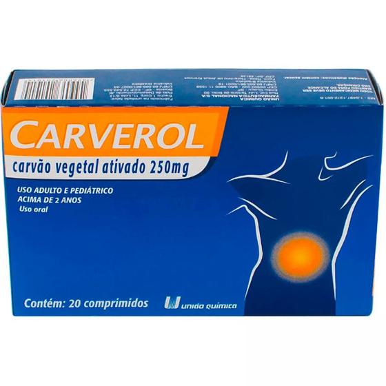 Carverol carvão vegetal ativado 250mg com 20 - Uniao Quimica ...