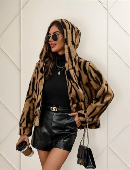 Casaco De Frio Lã Importado Zebra Touca Bolsos E Zíper 5055 - Genérica ...