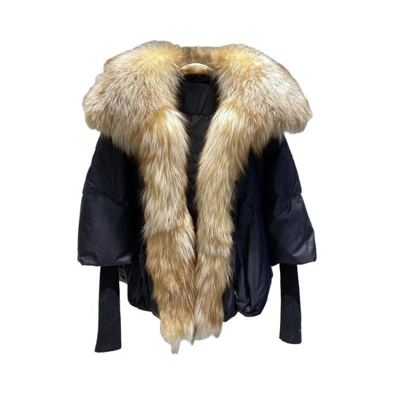 Casaco Feminino De Inverno Com Gola De Pele De Raposa Grosso Pato Branco Para Baixo Jaqueta ...