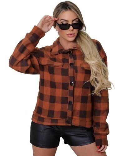 Casaco Térmico Quentinho E Fofinho Feminino Xadrez Tecido Soft - Lagun ...