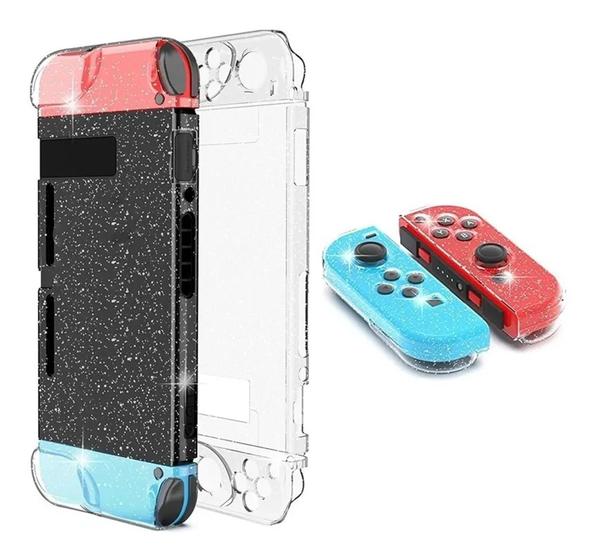 Case Acrílico Transparente Glitter Proteção Nintendo Switch Padrao ...