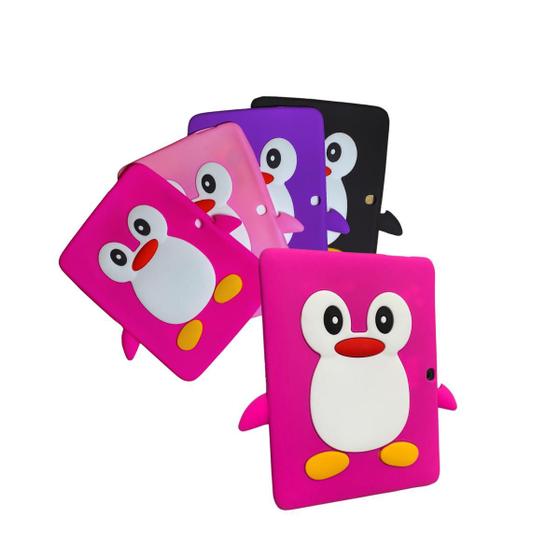 Case capa emborrachada infantil Pinguim Colorida p/ tablet de 10 ...