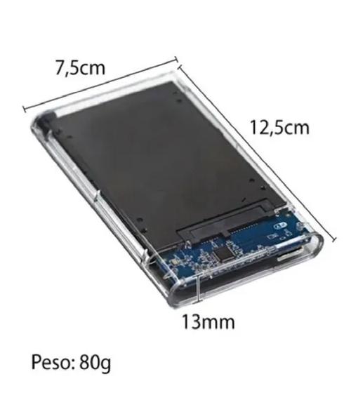 Case Capa Gaveta Para Hd Externo Transparente Notebook Sata 2.5 Usb 3.0 ...