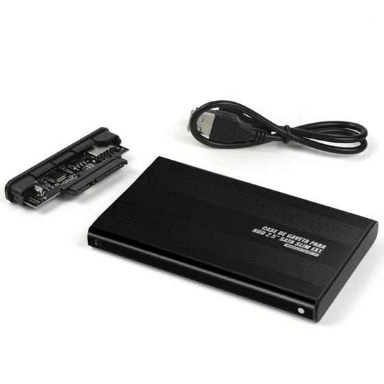 Case de HD Externo USB 2.0 para SSD e HD SATA de 2,5" Notebook e Capa ...