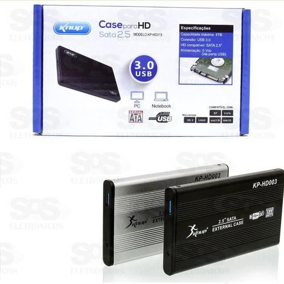 Case para HD Externo USB 3.0 de Notebook Sata 2.5 KP-HD003 Preto ou Prata - knup - Case para HD ...