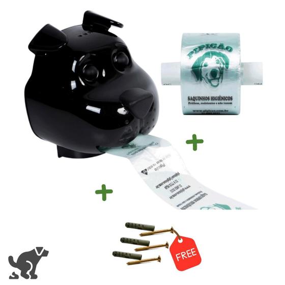 Cata Caca Kit Suporte De Parede 1 Bobina 400 Saquinhos Cabeça de ...