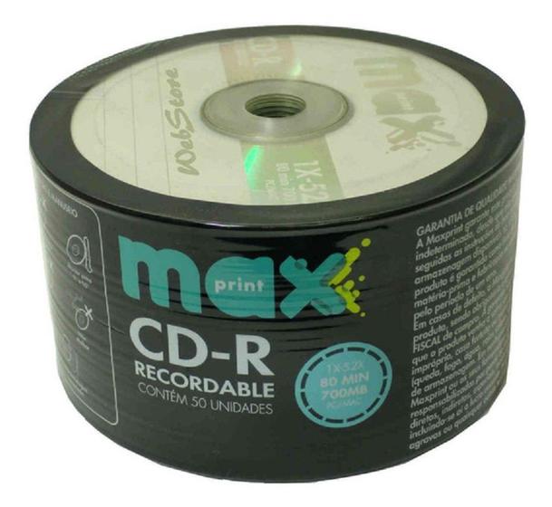 Cd-r maxprint 80min/700mb/52x pino c/50 unidades - Acessórios e ...