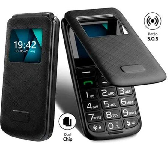 Celular Multilaser Flip Vita Lite Botão Socorro Sos Idoso Radio Fm Mp3 Preto Bluetooth - Celular ...