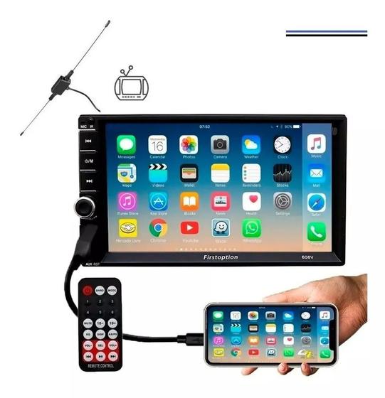 Central de Multimidia MP5 Espelhamento 2 DIN BT USB AUX SD CARD e TV ...