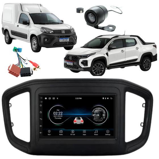Central Multimídia 2 din Fiat Strada Fiorino 2021 2022 2023 2024 Carplay Android Câmera Ré Touch ...