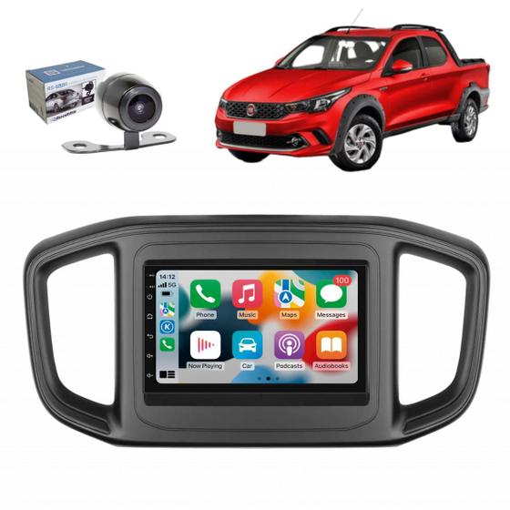 Central Multimídia 2 din Fiat Strada Fiorino 2021 2022 2023 2024 Carplay Android Câmera Ré Touch ...