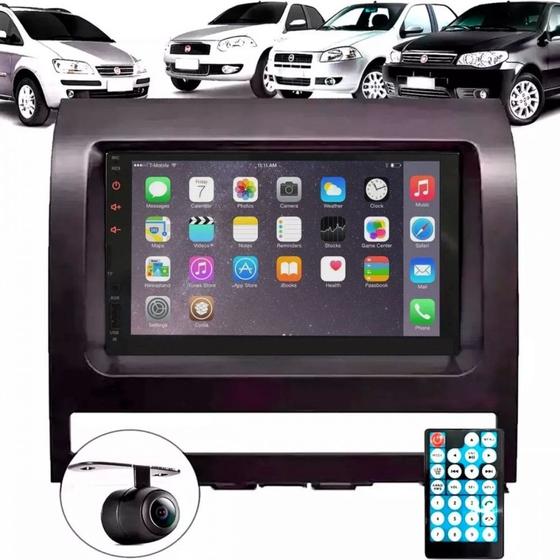 Central Multimídia 2 Din Mp5 Fiat Siena Câmera Moldura Tela Preto ...