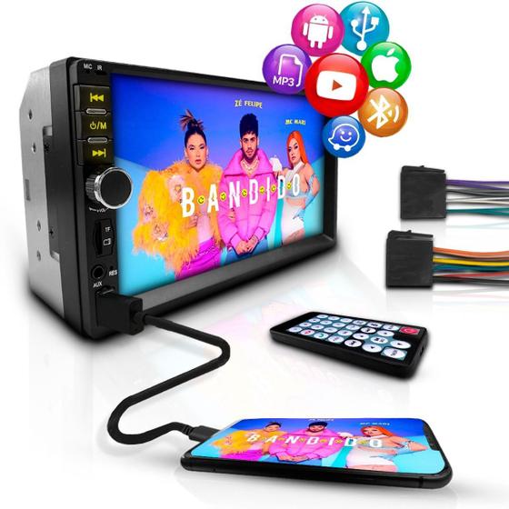 Central Multimídia 2Din Automotivo MP5 Com tela de 7 Touch Screen Bluetooth USB - CAR MP5 ...