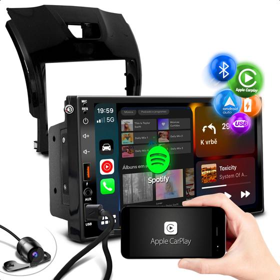 Central Multimidia 7 Polegadas Carplay USB Bluetooth + Moldura GM S10 + Câmera - MP5 COMBAT ...