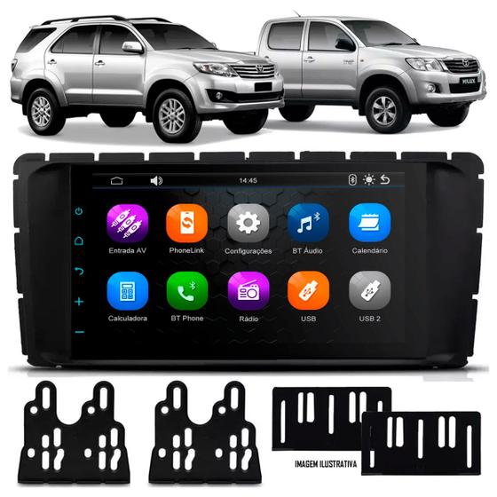 Central Multimídia 7 Polegadas MP5/BT CarPlay Android Auto + Moldura Preta Hilux 2012 a 2016 ...