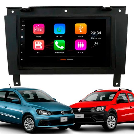 Central Multimídia 7 Polegadas MP5/BT CarPlay Android + Moldura Preta Gol Saveiro Parati G3 ...