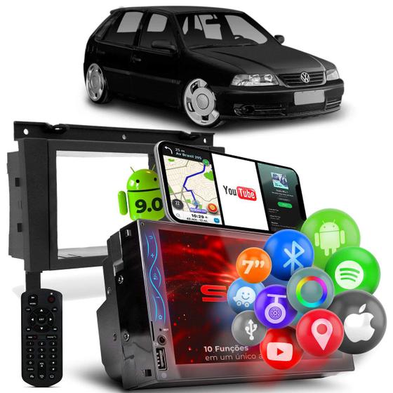 Central Multimídia Android 9 Gol Parati Saveiro G3 GPS TV Espelhamento Wi-fi Android Iphone ...