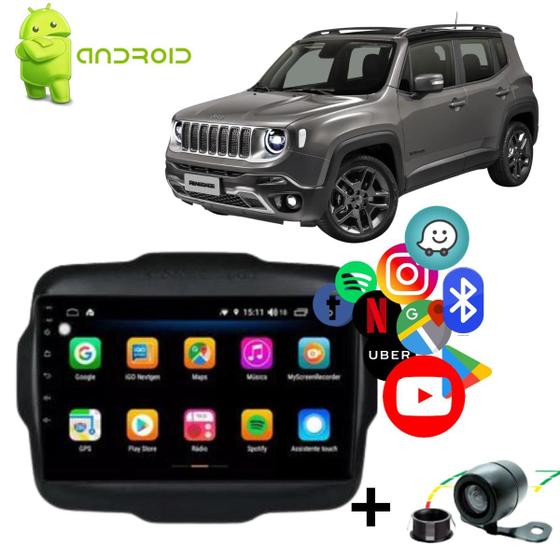 Central Multimídia Android Jeep Renegade 2016 à 2025 Sem Comando de Volante - E-Tech - Central ...