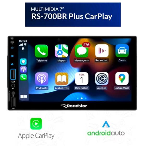 Central Multimídia Automotivo Bt 7 Polegadas Carplay USB 2 DIN MP5 Espelhamento Celular ...