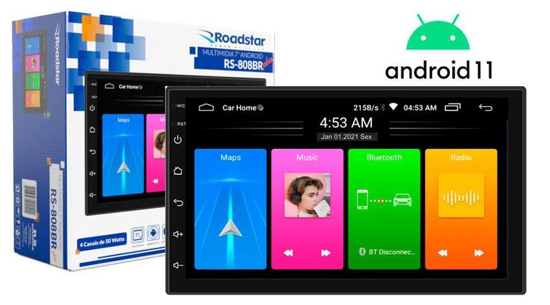 Central Multimídia Automotivo Roadstar Android 11 GPS Bluetooth Tela ...