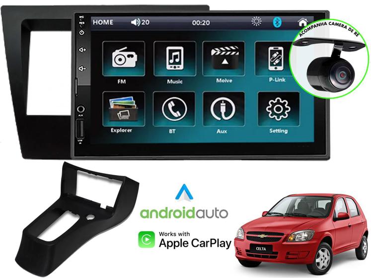 Central Multimidia Celta Android Auto Bluetooth Usb Universal Moldura - Knup - Central ...