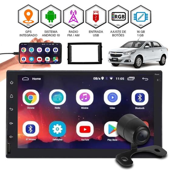 Central Multimídia Chevrolet Cobalt 2011 a 2021 Sistema Android Wi-Fi 7 Polegadas Bluetooth USB ...