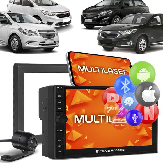 Central Multimídia Cobalt Prisma Onix Spin Evolve Infinity Multilaser MP5 Preto Espelha + Câmera ...