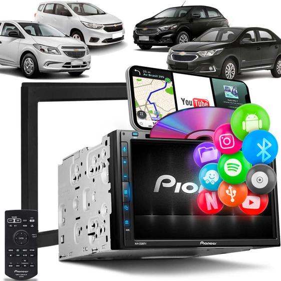 Central Multimídia Cobalt Prisma Onix Spin Pioneer AVH-Z5280TV 2Din TV BT Espelha Android iOS ...