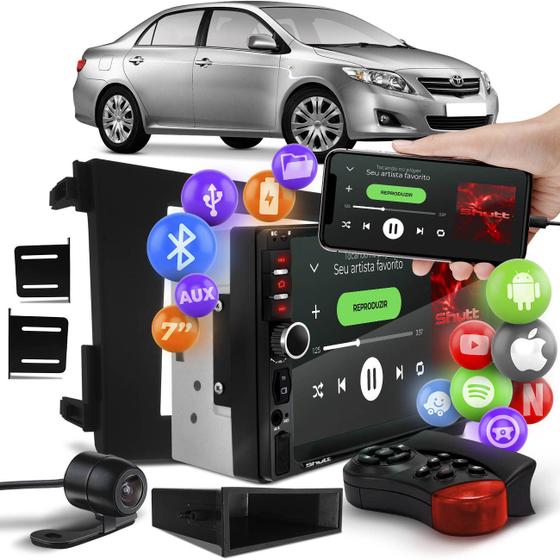 Central Multimídia Corolla 2008 2009 2010 2 Din 7" MP5 Espelhamento ...