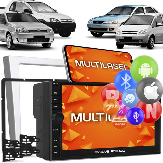 Central Multimídia Corsa Montana Meriva Vectra Evolve Infinity Multilaser MP5 2din Prata Espelha ...