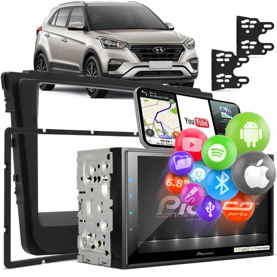 Central Multimídia Creta 2017 2018 2019 2020 Pioneer DMH-Z6380TV Wifi TV Bluetooth Espelhamento ...