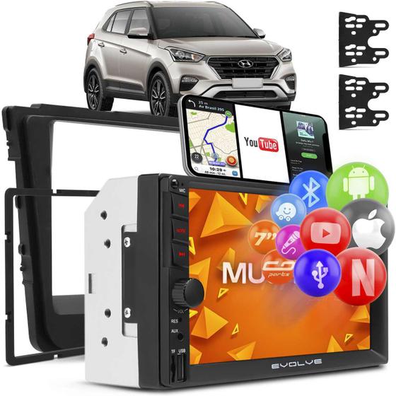 Central Multimídia Creta Multilaser Evolve GP348 MP5 2Din Preto Fosco BT Espelha Android Iphone ...