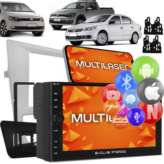 Central Multimídia Evolve Infinity Gol Voyage Saveiro MP5 2din Prata BT Espelha Android IOS ...