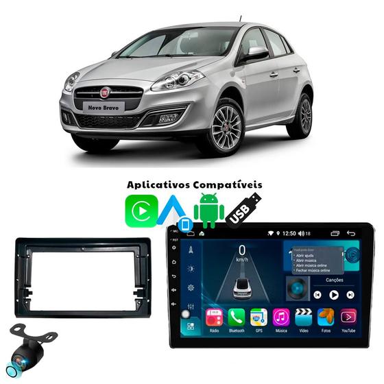 Central Multimidia Fiat Bravo 9 polegadas 2012 2013 2014 2015 2016 2017 Carplay Android Auto ...