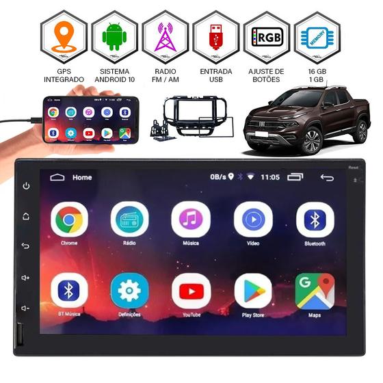 Central Multimídia Fiat Toro 2016 a 2023 Sistema Android Wi-Fi 7 Polegadas Bluetooth USB - Gold ...