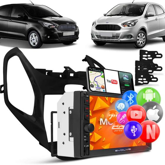 Central Multimídia Ford Ka Multilaser Evolve GP348 MP5 BT Espelhamento Android IOS - Central ...
